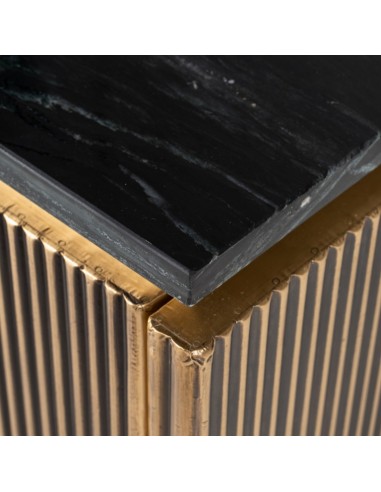 Ironville tvbord i messing og marmor B170 cm - Børstet messing/Sort marmor