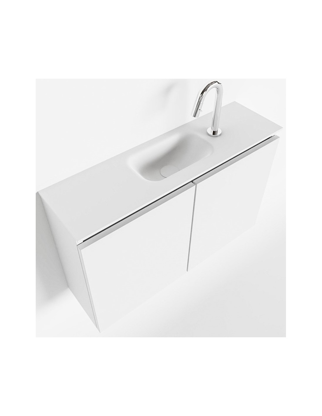 TURE Komplet badmiljø centreret håndvask B80 cm MDF - Talkum/Talkum