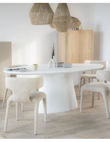 Elin ovalt spisebord i glasfiber og magnesium 250 x 110 cm - Mat hvid