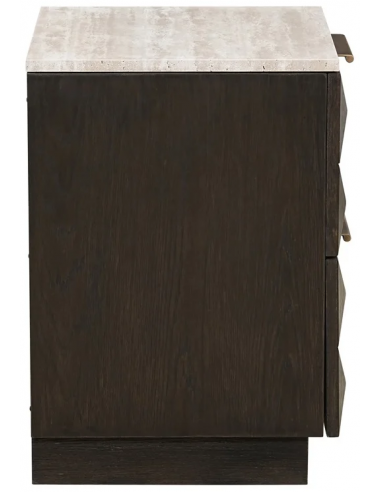Claremont sengebord i egetræsfinér og travertin H62,5 cm - Brun/Travertin