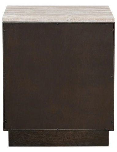 Claremont sengebord i egetræsfinér og travertin H62,5 cm - Brun/Travertin