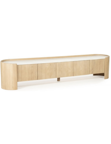 DON Tvbord i egetræ og marmor B240 cm - Eg/Hvid marmor